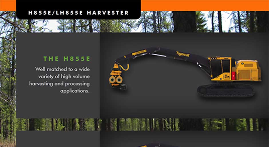 H855E Harvester Brochure | Specifications | Downloads | Tigercat