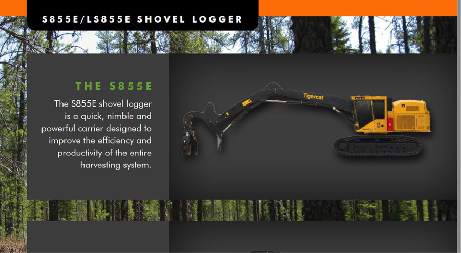 S855E / LS855E Shovel Logger | Specs | Downloads | Tigercat